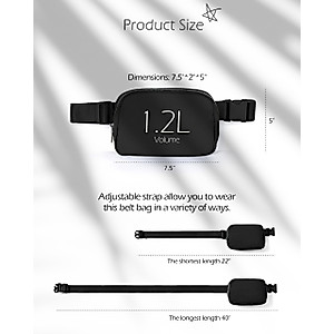 ODODOS Double Zip Mini Belt Bag with Adjustable Strap Unisex Crossbody Fanny Pack Small Waist Pouch for Outdoor Workout Running Hiking Traveling, Black