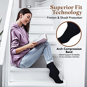 Debra Weitzner 6 Pairs Merino Wool Thermal Socks Men and Women Warm Cushioned Hiking Crew Socks for Hunting Winter Etc Long Survival Boot Socks Moisture Wicking Black 9-11