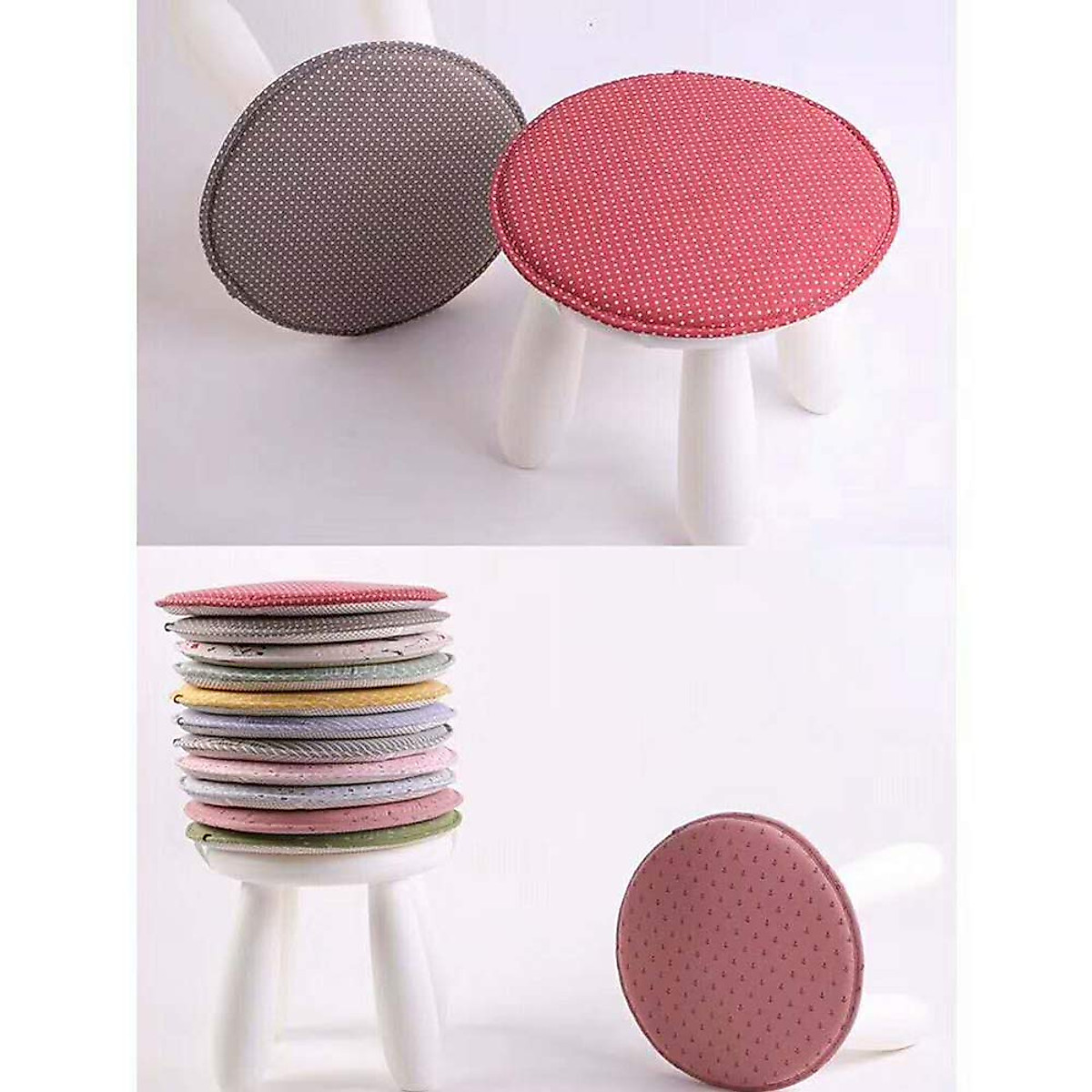 JINGXIN Pack of 2 Round Stool Pad Kids Soft Sponge Seat Cushion Bar High Stool Chair Pad - Diameter 13 inch,Red Dot