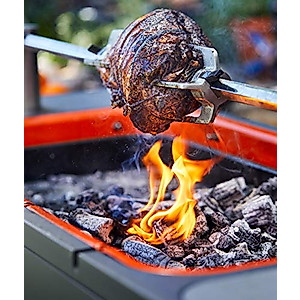 Everdure HUB 54-In. Charcoal Grill with Patented Built-in Rotisserie System & Quick Electric Ignition, Outdoor BBQ Grill, Electric Starter, Adjustable Height, Easy Clean-Up