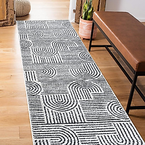 Rugshop Bohemian Stripe Arch Design High Traffic Living Room,Bedroom,Kitchen, Home Office Runner Rug 2' x 7' Cream