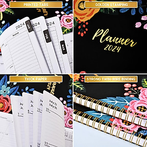 2024 Planner - Planner 2024 Weekly and Monthly, Jan. 2024 - Dec. 2024, 2024 Planner 8" x 10", 2024 Calendar Monthly Planner with Premium Thick Paper, Twin-Wire Binding, 12 Printed Tabs, Large Blocks,