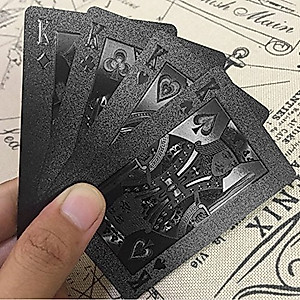 EMFK 54pcs/Pack Fashion Gold Foil Poker Novelty Collection Waterproof PVC Plastic Color:Black