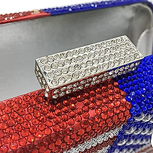 The National Flag Crystal Clutch Purse for Women Evening Bags Party Chain Shoulder Handbags (America, Small)