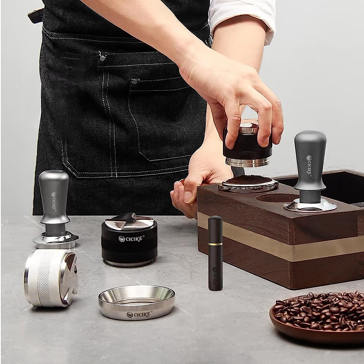 Cicike WDT Tool Espresso, Compact and Portable Lipstick Shape Design, Espresso Distribution Tool, Espresso Stirrer, Nature Wood Handle with Protective Case