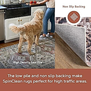 nuLOOM Sasha Machine Washable Medallion Ultra Thin Area Rug, 3' x 5', Pink