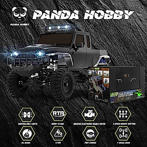 PANDA HOBBY RC Rock Crawler 4x4,RC Crawler 1/18 4WD Off Road RC Cars,RTR Remote Control Car for Adults,1:18 Scale RC Truck Cruiser Vehicle,Waterproof All Terrains Hobby RC Model Car,Tetra18 X1T,Black