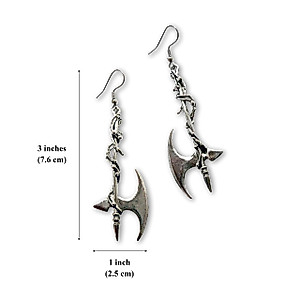 Gothic Vine Wrapped Executioner's Axe Medieval Renaissance Dangle Earrings