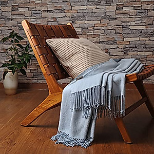 CUDDLE DREAMS Exclusive Mulberry Silk Throw Blanket with Fringe, Naturally Soft, Breathable (Ice Blue)