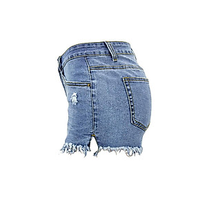 Fashion Sexy Shorts,THENLIAN Women's Mid Rise Shorts Frayed Raw Hem Ripped Denim Jean Shorts(L, Sky Blue)