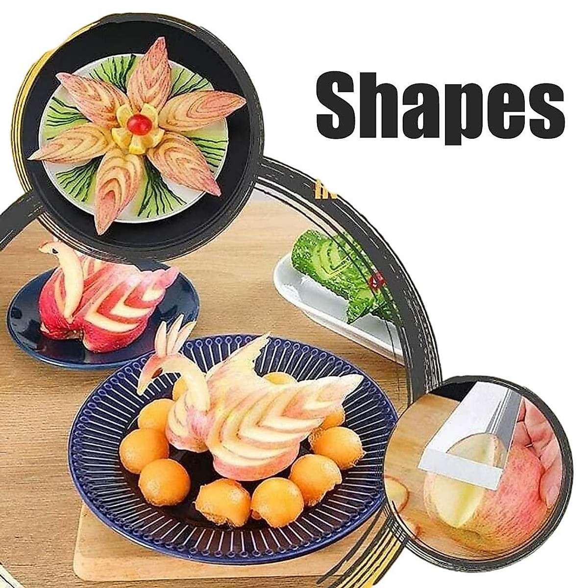 Mingkai Stainless Steel Fruit Carving Cutter, V-Shape Knife Slicer,DIY Platter Decoration Triangular Shape Carving Tools with Durable Engraving Blades for Vegetable Fruit