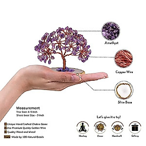 NARIBABU Amethyst Crystal Tree - Artificial Bonsai Tree - Purple Stone - Housewarming Gifts for Women - Money Tree Plant - Crystal Decor - Feng Shui Crystals and Stones - Tree of Life Gifts