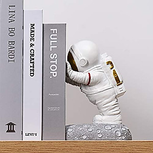 Kakizzy Astronaut Bookends for Kids, Space Bookends Astronaut Decor Decorative Book Ends for Space Decor Gold Home Decor(Astronaut A-Gold)
