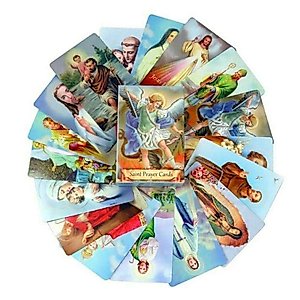 Pack of 54 Assorted Holy Cards with Catholic Saints and Prayers | Believers Corner