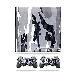 MightySkins Skin Compatible with Sony Playstation 3 PS3 Slim Skins + 2 Controller Skins Sticker Grey Camo