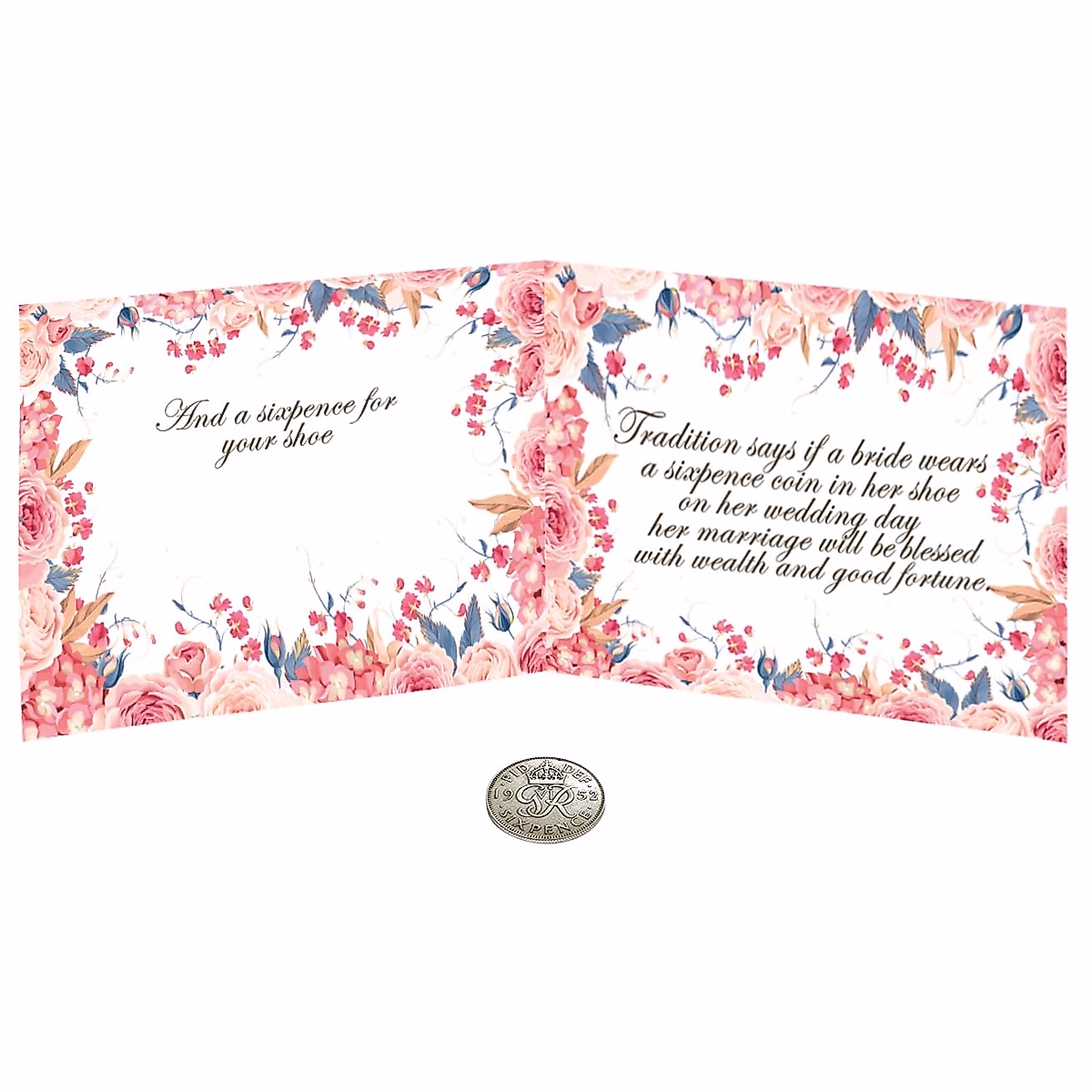 ASVP Shop Authentic Sixpence Coin With Card & Envelope For the Bride - Something Old, Something New, Something Borrowed, Something Blue, and a Sixpence for her shoe