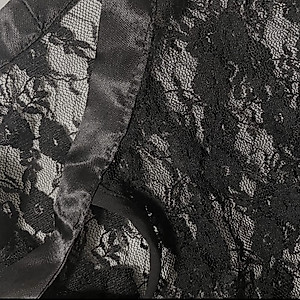 ctdiral Womens Gothic Dress with Corset Sexy Floral Lace Long Sleeve Formal Party Dresses Adult Halloween Costumes Black