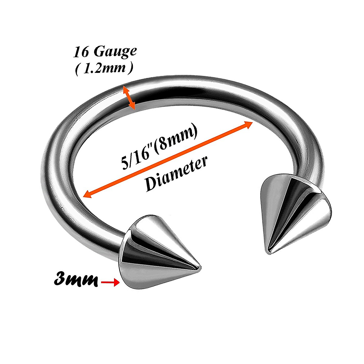 bodyjewellery 2pcs 16g Circular Barbell Titanium G23 Helix Tragus Lip Ring Cartilage Bite Snake Septum Ear Eyebrow Nose B2CCQ 8mm