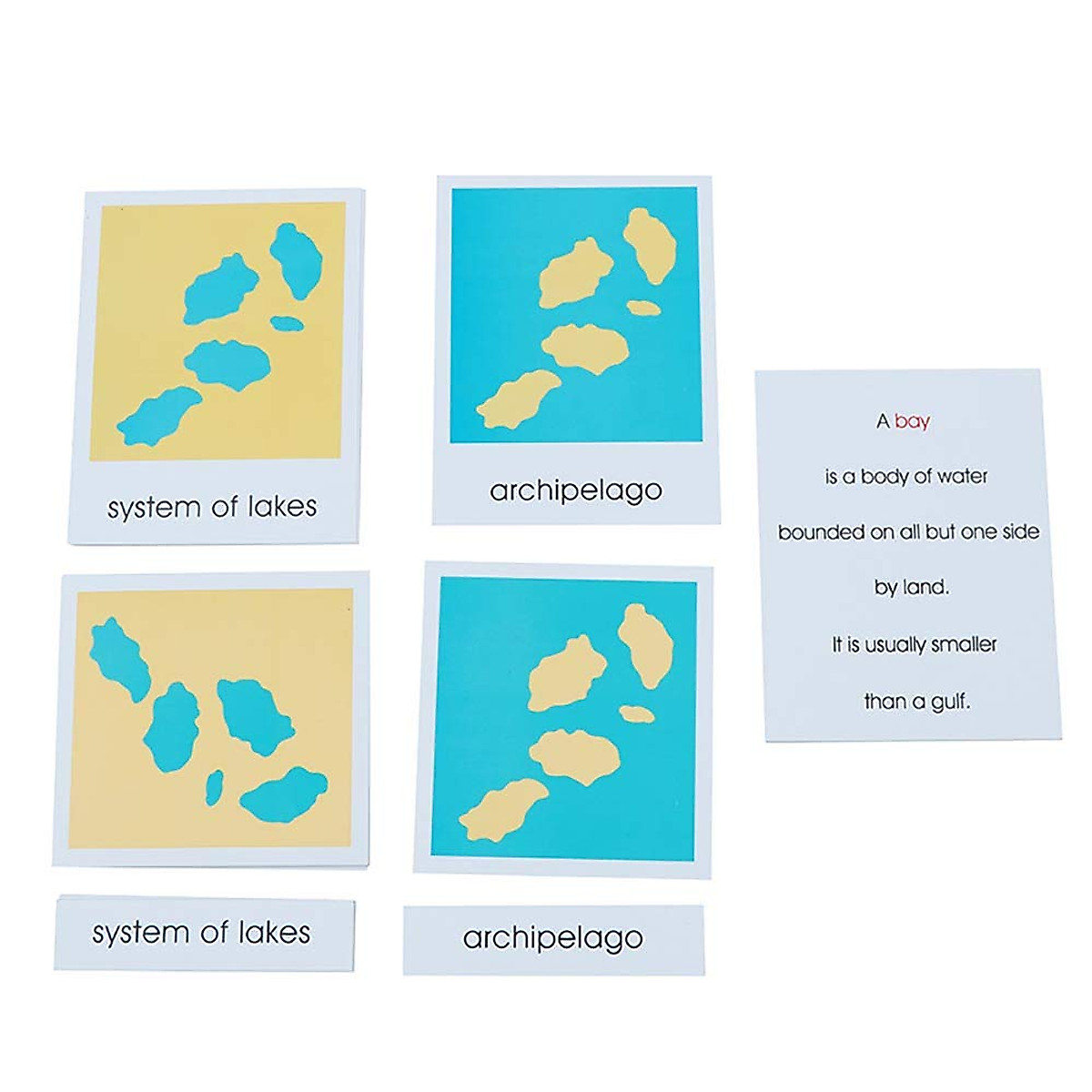 Kghios Land and Water Form Cards Set- Montessori Materials for Kids Geography Educational Tools Preschool Early at Home Learning Toys