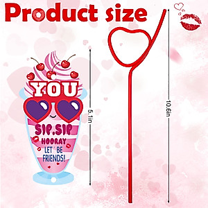 Valentines Day Cards, 32 Pack Crazy Straws Bulk, Silly Straws for Kids Colorful Valentine Exchange Cards Loop Reusable Drinking Straws Valentine Gifts for Classroom Boys Girl School Party Game Favor