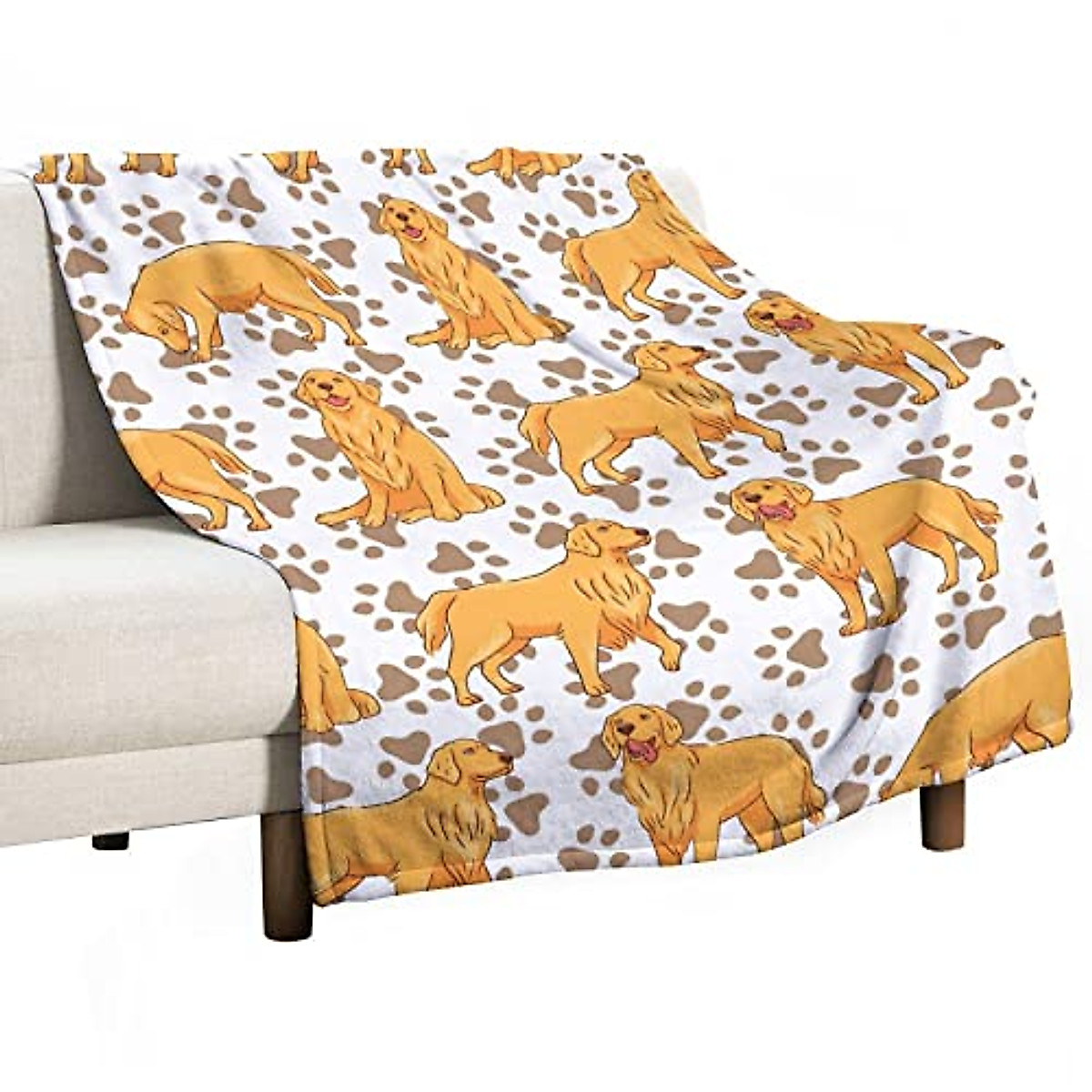 Golden Retriever Blanket Gifts, Dog Pattern Flannel Fleece Throw Blanket Soft, Lightweight, Comfortable, Warm Golden Retriever Themed Blanket for Humans Adults Kids