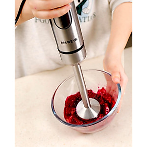 Amateys Immersion Blender Handheld,700W Hand Mixer Infinitely Variable Speeds,Multi-function Stainless Steel Stick Electric Kitchen Smoothie Blender with Detachable Whisk, Milk Frother,for Soup Puree
