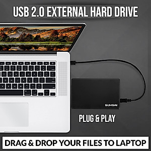SUHSAI 1TB External Hard Drive USB 2.0 Ultra Slim & Compact Portable Storage Extended Data Backup harddrive Pocket Size USB Drive 2.5" HDD for PC Laptop Mac Chromebook Desktop (Black)