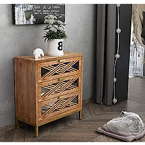 COZAYH 3-Drawer Accent Dresser with Mirror Fronts, Modern Farmhouse Accent Chest Clean-Lined Silhouette