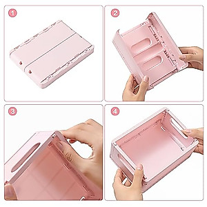 TRZZ 4-Pack Mini Storage Crates Organizer, Collapsible Plastic Storage Basket with Space-Saving Design, Stackable Cute Bin for Office & Home Bedroom, Bathroom and Kitchen Storage Decor. (6.5"4.8"2.9")