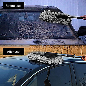 ZTB Car Cleaning Brush, Portable Washable Window Duster with Extendable Retractable Rod for Cleaning, Waxing, Dustproof, Etc (Gray), ZTB Car Cleaning Brush, Portable Washable Window DDuster Car D
