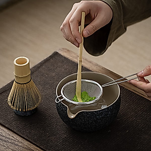 TEANAGOO Matcha Set Matcha Whisk Matcha Bowl with Pouring Spout Scoop Matcha Whisk Holder Tea Making Kit. 1 Japanese Tea Set (7pcs) + 2Cups(7.2oz),S1,Charcoal Grey,Color Box Packing