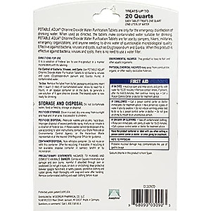 Potable Aqua Chlorine Dioxide Water Purification Tablets - 20 Count