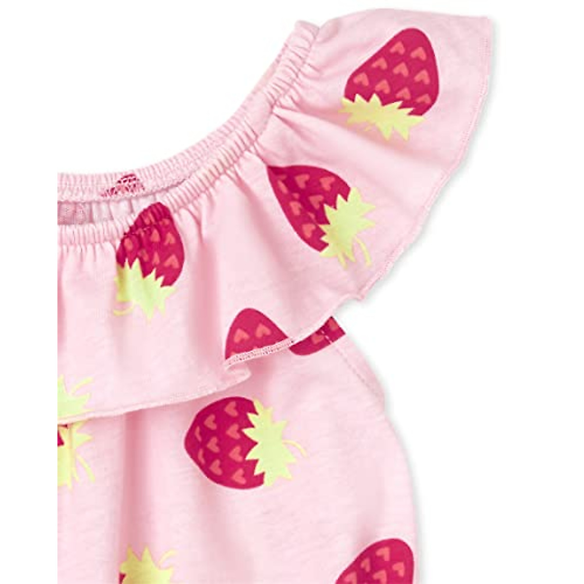 The Children's Place Baby and Toddler Girls Strawberry Ruffle Romper, Pink, 5T