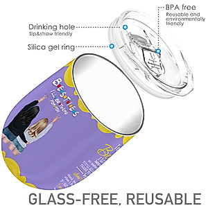KAIRA Friends TV Show Merchandise,Friend Gifts for Women,12 oz To my Besties Wine Tumbler Cups W Lid,Stainless Steel Insulated Outdoor Wine Glasses, Birthday Christmas Friendship Gifts For Women