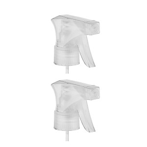DOMPEL Trigger Sprayers valves, color clear, thread 28/410, made with stainless steel springs and glass balls, with spray and stream Model 101D. (Spray heads only, bottles not included) (2)