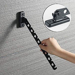 Alise Folding Clothes Hanger Rack,Wall Mounted Clothes Bar-Hanger Holder Hooks Heavy Duty Drying Rack Space Saving Clothing Hanging System Closet Storage Organizer,YHD1008-B Matte Black