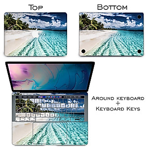 Cavka Vinyl Decal Skin Compatible for MacBook Pro 16 M3 M2 M1 14 2023 Air 15 2022 Retina 2020 Air 13 Mac 12 Laptop Nature Tropicals Ocean Design Sea Beach Sticker Print Blue Tree Palm Cover