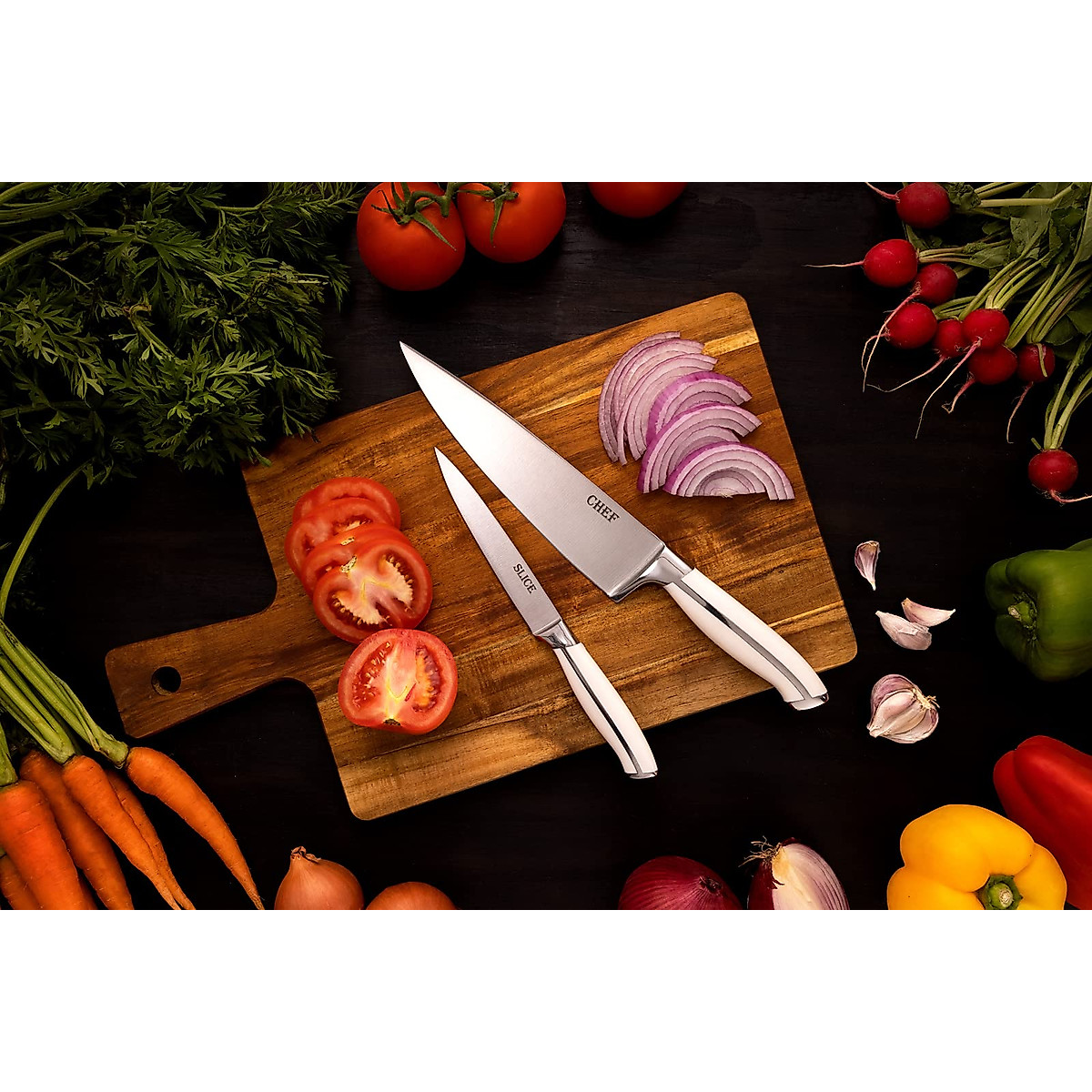 Blue Moon Stainless Steel 5-Piece Knife Set & Block