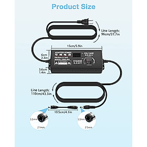 Aclorol 120W Universal Power Adapter 12V 10A Power Supply Adjustable AC/DC Adapter 100-240V AC to DC 12V 9V 6V 5V 3V 10A 8A 6A 5A 4A 3A Variable Switching Converter with Polarity Converter & 14 Tips