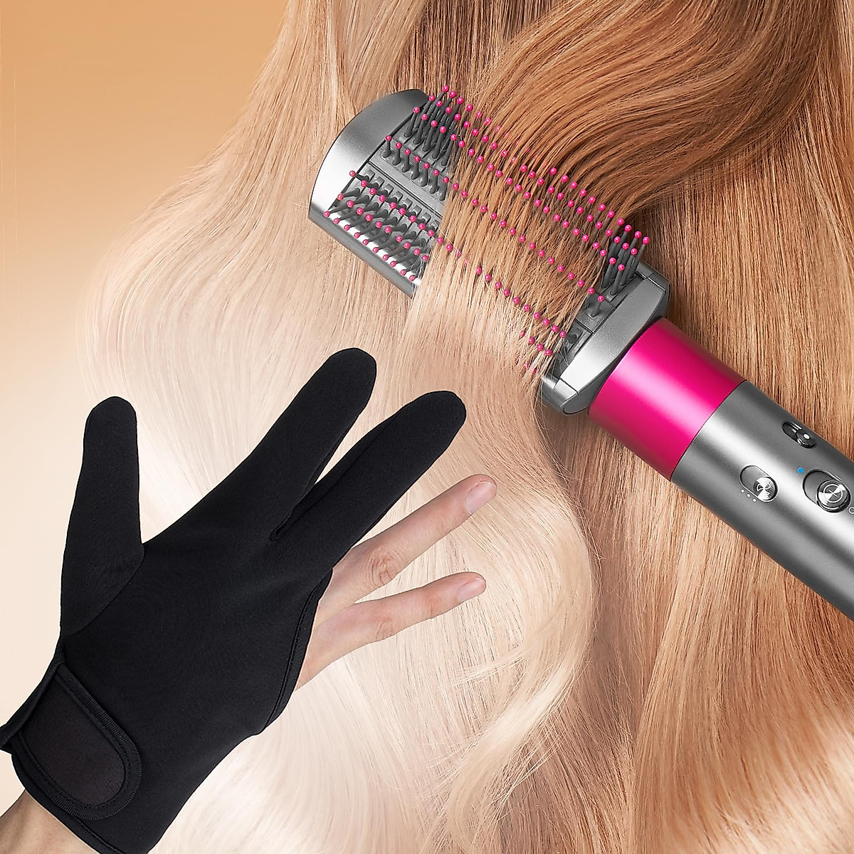 Comanlai Professional Heat Resistant Gloves for Hair Styling - 3 Finger Mittens Curling Wand Glove Barber Glove Reusable Hair Dye Heat Protector Glove Protection Gloves