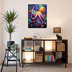 EIBEILI Diamond Painting Kits for Adults, Octopus DIY 5D Diamond Art Kits for Kids Diamond Dots for Adults Clearance Full Drill Crystal Craft Kits for Home Wall Decor Gifts 12x16inch