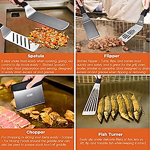 Commercial Chef 61 Piece Griddle Grill Accessories Set + BBQ Grilling Tools Grill Set for Smoker, Camping, Kitchen, Barbecue, Flat Top Teppanyaki Hibachi and Ideal Mens Gift