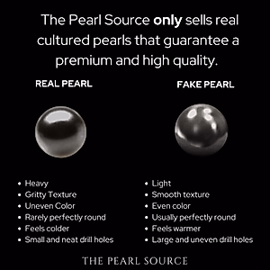 THE PEARL SOURCE 6.5-7.0mm Black Japanese Akoya Real Pearl Earrings for Women - 14k Gold Stud Earrings | Hypoallergenic Earrings with Genuine Cultured Pearls