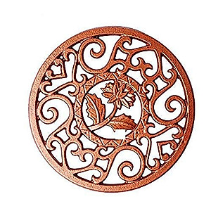 Beminh Cast Iron Trivet Decorative Mat- Heavy Duty Hot Pot Holder Pads, Placemat with Vintage Floral Pattern- for Kitchen Dining Table Tea Pot Gift (Version A)