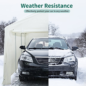 YITAHOME 10 x 20 FT Carport Heavy Duty Galvanized Frame Car Shelter Car Canopy with Removable Sidewalls, Portable Garage Tent Boat Shelter, White