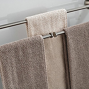 Nickel Brushed Bathroom Folding Wall Mounted Bathroom Towel Rail Holder Storage Rack Shelf Bar Hanger Double Handles Towel Rack