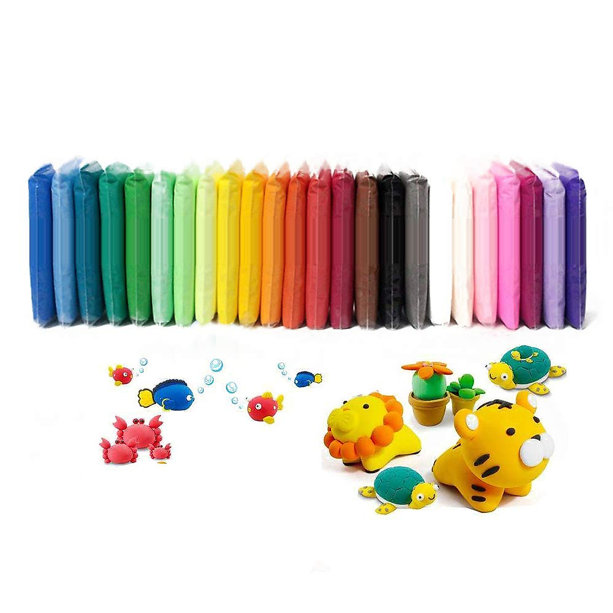 24 Colors Air Dry Clay Magical Kids Clay Ultra Light Modeling Clay Artist Studio Plasticine Toy Safe and Non-Toxic Modeling Clay