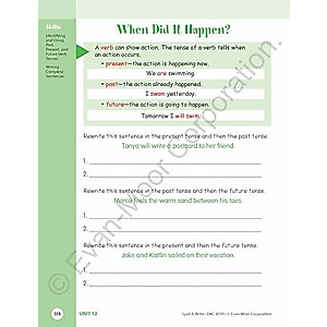 Evan-Moor Skill Sharpeners Spell and Write Workbook, Grade 3, 120 Spelling Words, Test Prep, Word Families, Short Vowels, Grammar, Punctuation, Creative Writing, Vocabulary, Activities, Homeschool