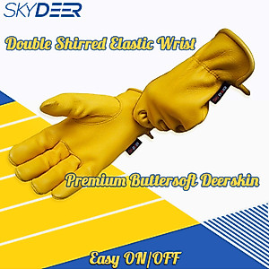 SKYDEER Full Premium Genuine Deerskin Leather Hi-Performance Utility Driver Work Gloves (SD2210/L, Unlined)