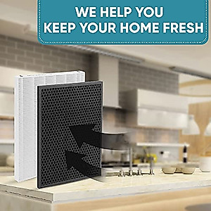 116130 Filter H Replacement for Winix 5500-2 Air Purifier Filter Replacement - Compatible Winix Air Purifier 5500 Filter Fits Winix Filter 5500-2 - Pack of 2 HEPA Filter + 2 Activated Carbon Filters